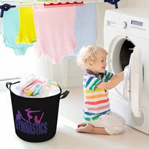 Gymnastics Foldable Laundry Basket Waterproof Hamper Storage Bin Bag with Handle 16.5"x 16.5"x 17"