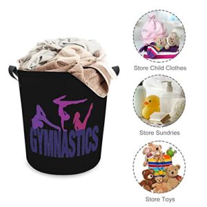 Gymnastics Foldable Laundry Basket Waterproof Hamper Storage Bin Bag with Handle 16.5"x 16.5"x 17"