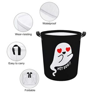 Hey Boo Foldable Laundry Basket Waterproof Hamper Storage Bin Bag with Handle 16.5"x 16.5"x 17"