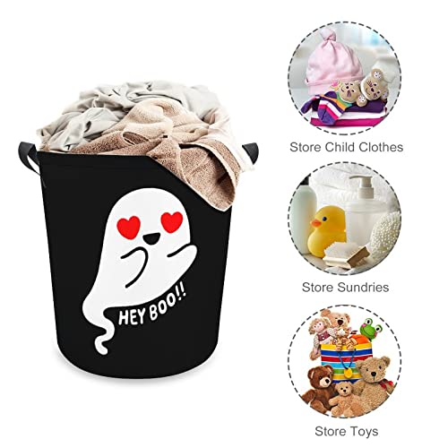 Hey Boo Foldable Laundry Basket Waterproof Hamper Storage Bin Bag with Handle 16.5"x 16.5"x 17"