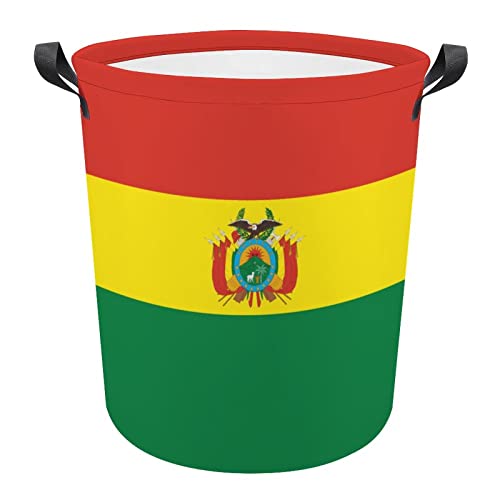 Bolivia Flag Foldable Laundry Basket Waterproof Hamper Storage Bin Bag with Handle 16.5"x 16.5"x 17"