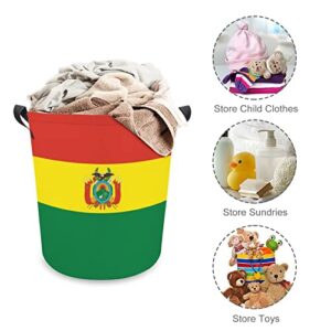 Bolivia Flag Foldable Laundry Basket Waterproof Hamper Storage Bin Bag with Handle 16.5"x 16.5"x 17"