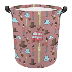 united kingdom pattern foldable laundry basket waterproof hamper storage bin bag with handle 16.5"x 16.5"x 17"