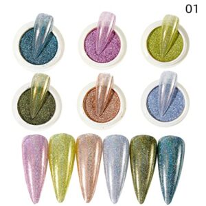 New Six Color Solid State Mirror Powder Mirror Glitter Set Fairy Titanium Nail Powder for Nail Salon Nail Dust Tip Beauty Tools Nail Tips Set