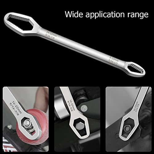 8-22mm Universal Wrench Set,Adjustable Double-ended Self-tightening Torx Wrench Tools,Multi-function Torque Wrench,Multi-purpose Plum Wrenches For Cycling Outdoor Or Home Car Maintenance (2 PCS)