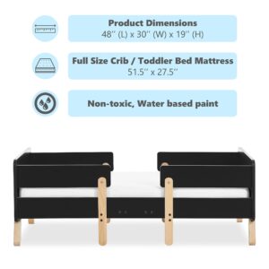 Dream On Me JPMA & Greenguard Gold Certified Osko Convertible Toddler Bed Made with Sustainable New Zealand Pinewood in Black, Non-Toxic Finish