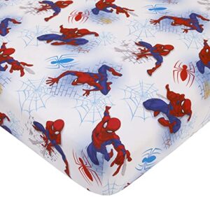 marvel spiderman fitted crib sheet 100% soft microfiber, baby sheet, fits standard size crib mattress 28in x 52in