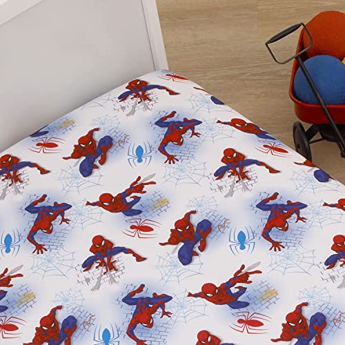 Marvel Spiderman Fitted Crib Sheet 100% Soft Microfiber, Baby Sheet, Fits Standard Size Crib Mattress 28in x 52in