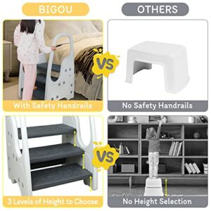 Toddler Step Stool for Bathroom Sink Adjustable Kids 3 Step Stool with Handles and Safety Non-Slip Pads Toddler Kitchen Stool Helper for Toilet Potty Training & Children Step Ladder Learning Helper