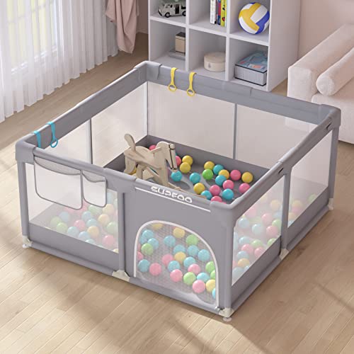 SUPFOO Baby Playpen,Playpen for Babies and Toddlers Thickened Sponges Ensure Safety,Play Yard for Baby with Storage Bag & Anti-Slip Base,Sturdy Safety Kids Activity Center (Size 47"x47"x27")