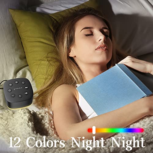 Meditation White Noise Sound Machine 30 Soothing Sounds with 32 Volume Control 12 Night Light 5 Timers Portable Sleep Machine for Travel Powered by AC or USB Sleep Therapy for Baby Kids Adults (Black)