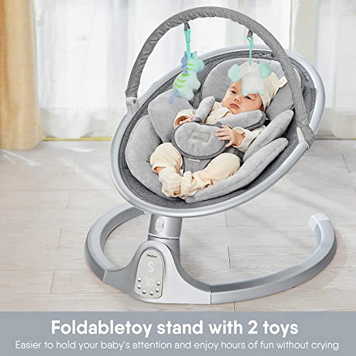 BabyBond Baby Swings for Infants, Bluetooth Infant Swing with Preset Lullabies, 5 Point Harness Belt, 5 Speeds and Remote Control - Portable Baby Swing for Indoor and Outdoor (New Version)