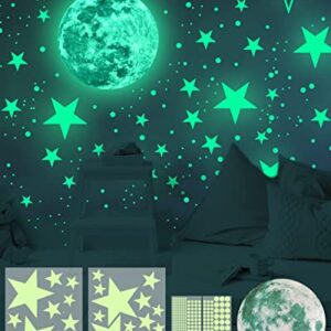 Glow in The Dark Stars Wall Stickers,Glowing Stars for Ceiling and Wall Decals,435 Pcs,Ceiling Stars Glow in The Dark,Perfect for Kids Bedding Room,Play Room,Living Room,Wall Decorations,Baby Room Decor,Best Birthday Gift（Green）