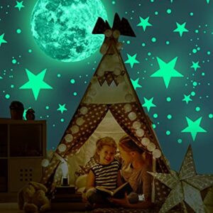 Glow in The Dark Stars Wall Stickers,Glowing Stars for Ceiling and Wall Decals,435 Pcs,Ceiling Stars Glow in The Dark,Perfect for Kids Bedding Room,Play Room,Living Room,Wall Decorations,Baby Room Decor,Best Birthday Gift（Green）