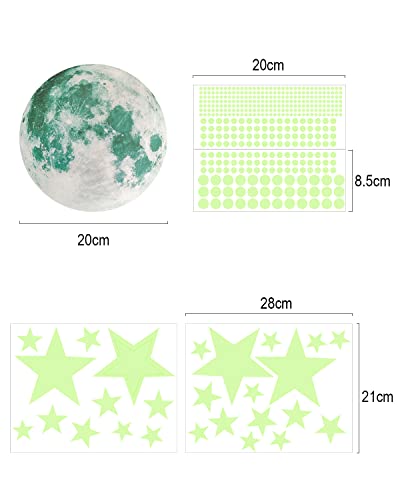 Glow in The Dark Stars Wall Stickers,Glowing Stars for Ceiling and Wall Decals,435 Pcs,Ceiling Stars Glow in The Dark,Perfect for Kids Bedding Room,Play Room,Living Room,Wall Decorations,Baby Room Decor,Best Birthday Gift（Green）