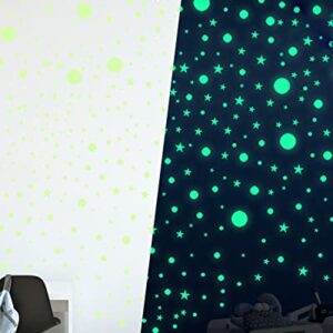 Glow in The Dark Stars Wall Stickers,Glowing Stars for Ceiling and Wall Decals,435 Pcs,Ceiling Stars Glow in The Dark,Perfect for Kids Bedding Room,Play Room,Living Room,Wall Decorations,Baby Room Decor,Best Birthday Gift（Green）