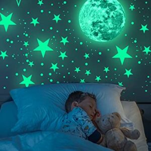 Glow in The Dark Stars Wall Stickers,Glowing Stars for Ceiling and Wall Decals,435 Pcs,Ceiling Stars Glow in The Dark,Perfect for Kids Bedding Room,Play Room,Living Room,Wall Decorations,Baby Room Decor,Best Birthday Gift（Green）