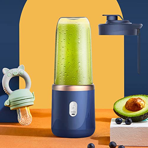 Portable Blender for Shakes and Smoothies Juicer Machines for Citrus Usb Personal Blender with 6 Blades, Hand Blender for Sports Travel and Outdoors Kitchen Appliances (Dark Blue)