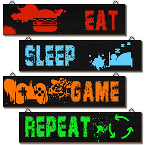 Chuniff 4 Pieces Gamer Room Décor, Gaming Décor for Boys Room, Video Game Room Wall Decoration for Boys, 11.8 * 3 inches