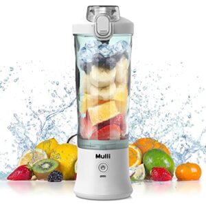 mulli portable blender,personal blender for shakes and smoothies,rechargeable mini mixer, 20 oz with travel lid for home/kitchen/gym