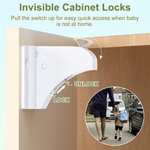 Child Safety Magnetic Cabinet Locks 6 Pack+2 Keys-AOSITE Baby Proofing Magnetic Drawer Locks for Kitchen with Adhesive No Drilling or Screws Fixed, 4 Baby Safety Cabinet Locks for Knobs