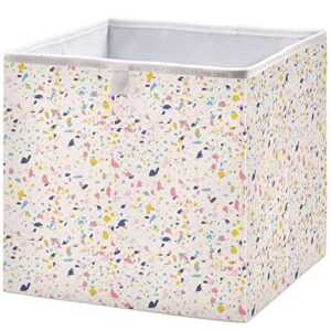 visesunny closet baskets colored terrazzo pattern storage bins fabric baskets for organizing shelves foldable storage cube bins for clothes, toys, baby toiletry, office supply