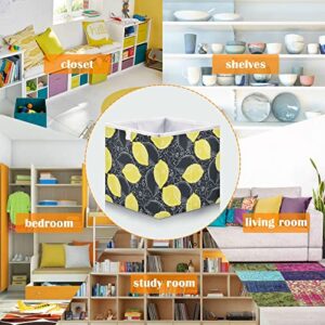 visesunny Closet Baskets Lemon Blossom Storage Bins Fabric Baskets for Organizing Shelves Foldable Storage Cube Bins for Clothes, Toys, Baby Toiletry, Office Supply