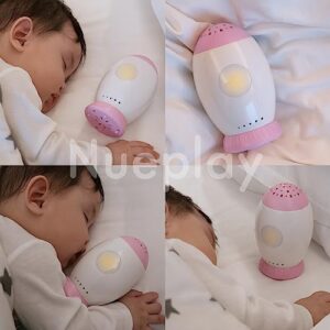 Nueplay Baby Sleep Soother with Lullaby Songs & White Noises, Star Projector for Kids Room Decor, Baby Nursery Night Lights, Portable Sound Machine for Toddlers, Baby Essentials for Girls(Pink)