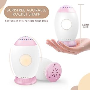 Nueplay Baby Sleep Soother with Lullaby Songs & White Noises, Star Projector for Kids Room Decor, Baby Nursery Night Lights, Portable Sound Machine for Toddlers, Baby Essentials for Girls(Pink)