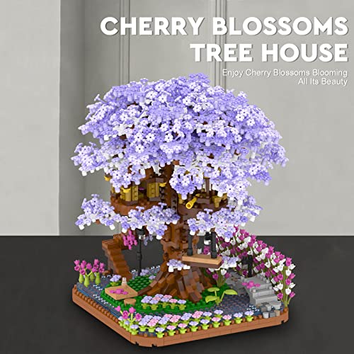 Vziimo Cherry Blossom Bonsai Tree Building Set, Sakura Tree House Model Sets for Adults, 2200Pcs Mini Micro Bricks Collectible Creative Gift for Teens Girls Boys 14+