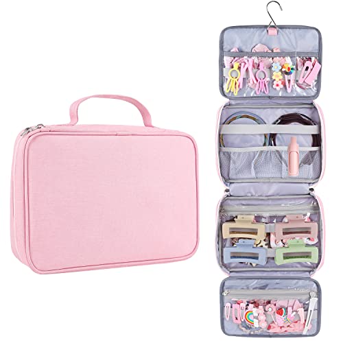 ZIORS Baby Girl Hair Accessories Storage Organizer Bag,Hair Tie Organizer Large Capacity Hair Bows Clip Hanging Organizer with Multi-Compartments