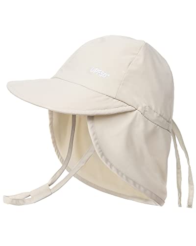 FURTALK Baby Sun Hat UPF 50+ Adjustable Baby Boys Girls Quick Drying Summer Beach Hat with Neck Flap for Traveling Swim Hat Beige