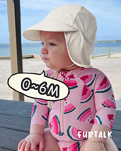 FURTALK Baby Sun Hat UPF 50+ Adjustable Baby Boys Girls Quick Drying Summer Beach Hat with Neck Flap for Traveling Swim Hat Beige