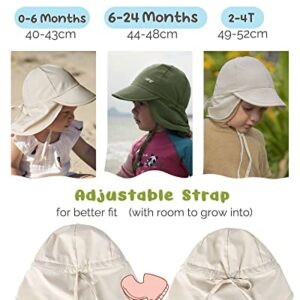 FURTALK Baby Sun Hat UPF 50+ Adjustable Baby Boys Girls Quick Drying Summer Beach Hat with Neck Flap for Traveling Swim Hat Beige