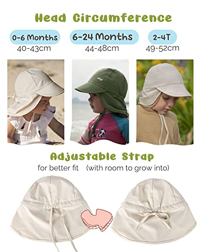 FURTALK Baby Sun Hat UPF 50+ Adjustable Baby Boys Girls Quick Drying Summer Beach Hat with Neck Flap for Traveling Swim Hat Beige