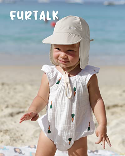 FURTALK Baby Sun Hat UPF 50+ Adjustable Baby Boys Girls Quick Drying Summer Beach Hat with Neck Flap for Traveling Swim Hat Beige