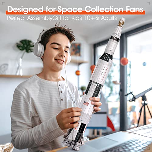 NASA Apollo Saturn V 3D Puzzles for Adults Kids Space Toys for Boys 5-8 Rocket Ship Building Puzzles for Kids Ages 8-10 12-14 Crafts for Adult Space Exploration Puzzle Model Kit Building, 136 Pieces