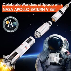 NASA Apollo Saturn V 3D Puzzles for Adults Kids Space Toys for Boys 5-8 Rocket Ship Building Puzzles for Kids Ages 8-10 12-14 Crafts for Adult Space Exploration Puzzle Model Kit Building, 136 Pieces