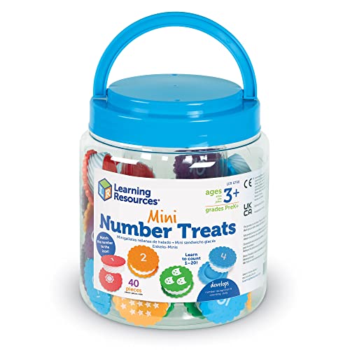 Learning Resources Mini Number Treats, 40 Pieces, Ages 3+, Cookies Toys, Counting and Colors Recognition, Fine Motor Skills Toys, Montessori Toys for Kids