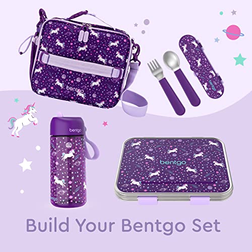 Bentgo® Kids Stainless Steel Utensil Set - Reusable Fork, Spoon & Storage Case - High-Grade BPA-Free Stainless Steel, Easy-Grip Handles, Dishwasher Safe for School Lunch, Travel & Outdoors (Unicorn)