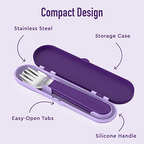 Bentgo® Kids Stainless Steel Utensil Set - Reusable Fork, Spoon & Storage Case - High-Grade BPA-Free Stainless Steel, Easy-Grip Handles, Dishwasher Safe for School Lunch, Travel & Outdoors (Unicorn)