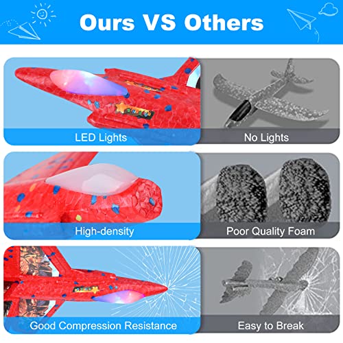 6 Pack Airplane Launcher Toy,7.4" F-35 Foam LED Catapult Plane with 6 Stickers for Kids Outdoor Flying Toys Birthday Gifts for 4 5 6 7 8 9 10 12 Year Old Boys Girls