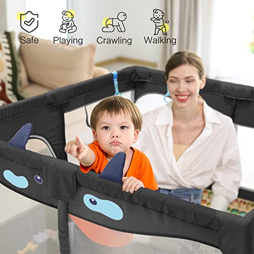 Baby Playpen with Mat, Letfonmo Baby Play Yard, Baby Play Pen 50"x50"x27" with 0.4" Washable Playmat, Playpen for Babies and Toddlers, Safety Baby Activity Play Fence Area