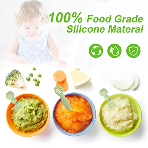 4pcs Silicone Baby Spoons Self Feeding 6+ Months, BPA Free Baby Led Weaning Spoons Training Spoon Toddler Self Feeding Utensils for 6-12 Months Babies (Matcha Green)