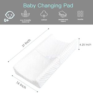 YENING Mini Baby Diaper Changing Pad for Dresser Top with Cover 27" x 16", Waterproof Lining Small Foam Contoured Changing Table Pads Topper White