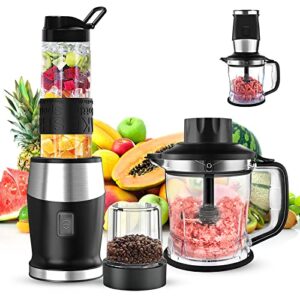 goelunmy blender and food processor combo, blender for shakes and smoothies, bullet blender personal blender small blender, suitable for kitchen, home, food, juice, 700w electric blender with mixer grinder/blender/chopper & 19-oz portable blender cup