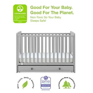 babyGap by Delta Children Graham 4-in-1 Convertible Crib with Storage Drawer TrueSleep Crib and Toddler Mattress (Bundle), Grey/Dark Grey