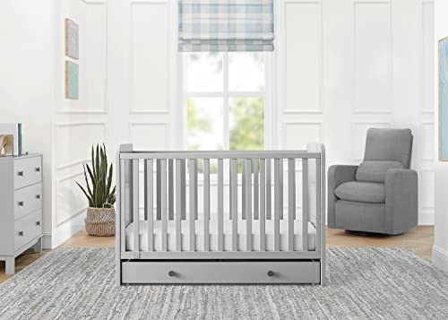 babyGap by Delta Children Graham 4-in-1 Convertible Crib with Storage Drawer TrueSleep Crib and Toddler Mattress (Bundle), Grey/Dark Grey