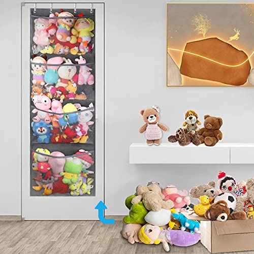 Gengxin Over Door Stuffed Animal Storage for Stuffies, Toys and Stuffed Animals and Other Soft Sundries,Door Organizer Storage (black)