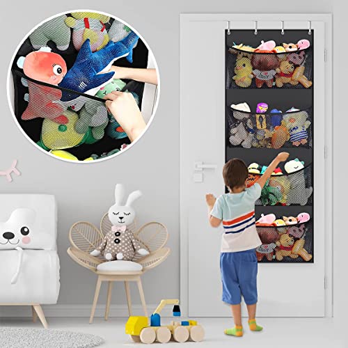 Gengxin Over Door Stuffed Animal Storage for Stuffies, Toys and Stuffed Animals and Other Soft Sundries,Door Organizer Storage (black)